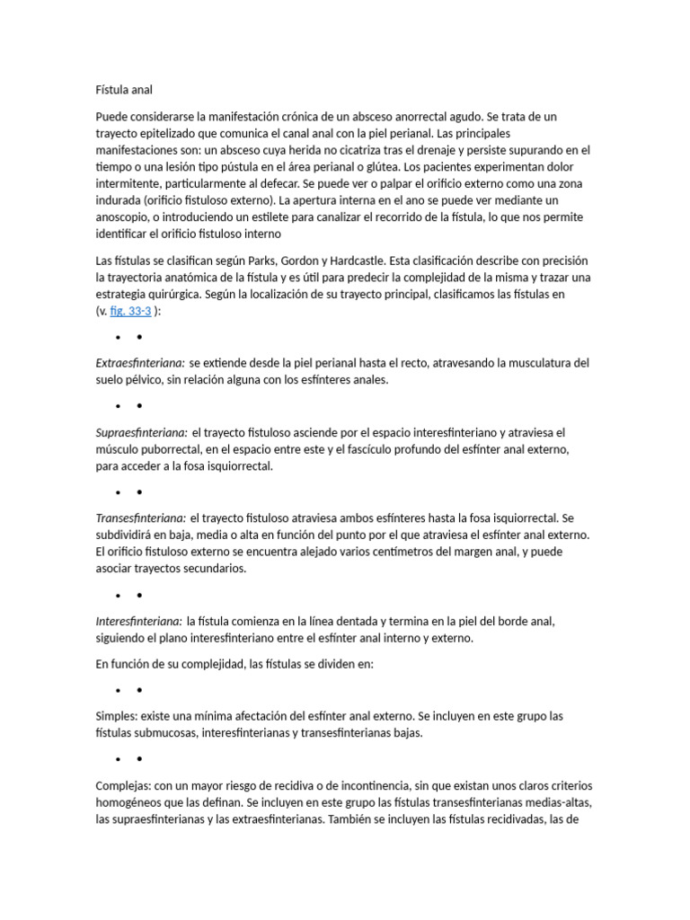 Clasificación y tratamiento de fístula anal | PDF | Hemorroides ...