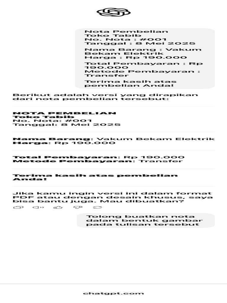 Nota Pembelian Toko Tabib | PDF