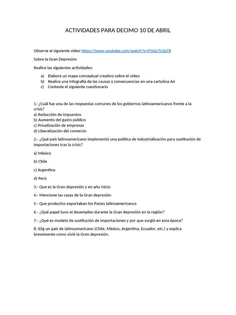 Ficha de Trabajo Decimo 10 Abril | PDF