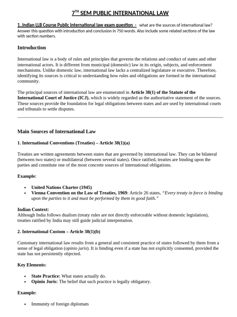 7th Sem Public International Law | PDF | International Law | Jurisdiction