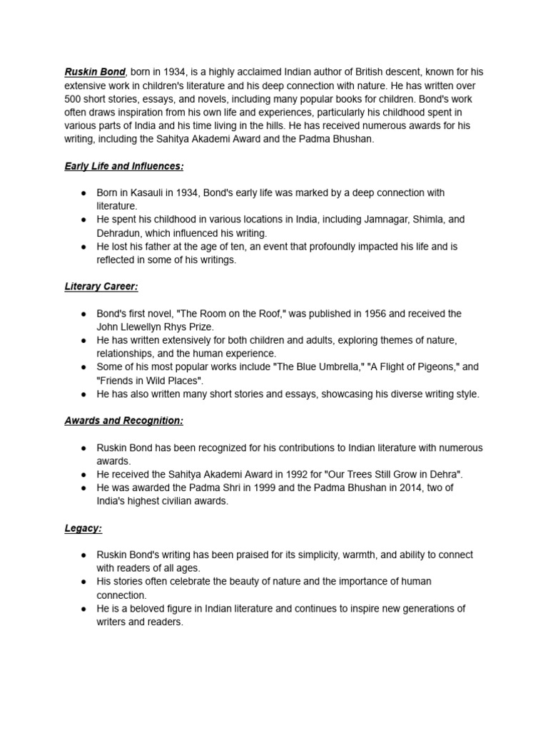 Ruskin Bond | PDF
