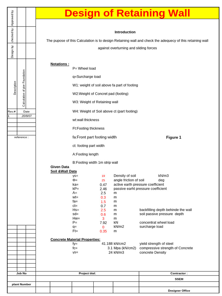 Retaining Wall Design Calculations | PDF | Civil Engineering | Building ...