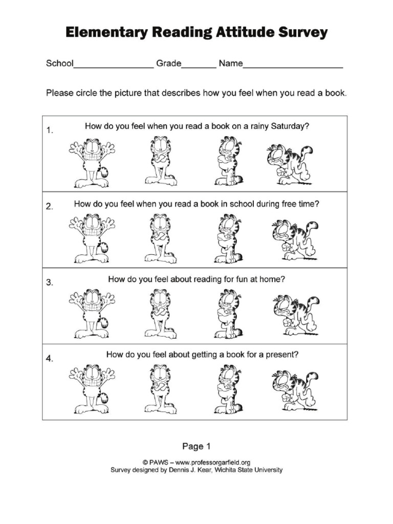 Garfield Reading Attitudes Survey | PDF