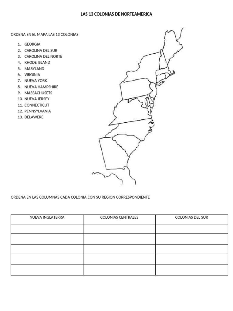 Las 13 Colonias de Norteamerica | PDF