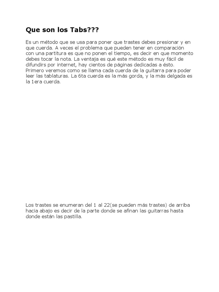Que Son Los Tabs | PDF | Acorde (Música) | Guitarras