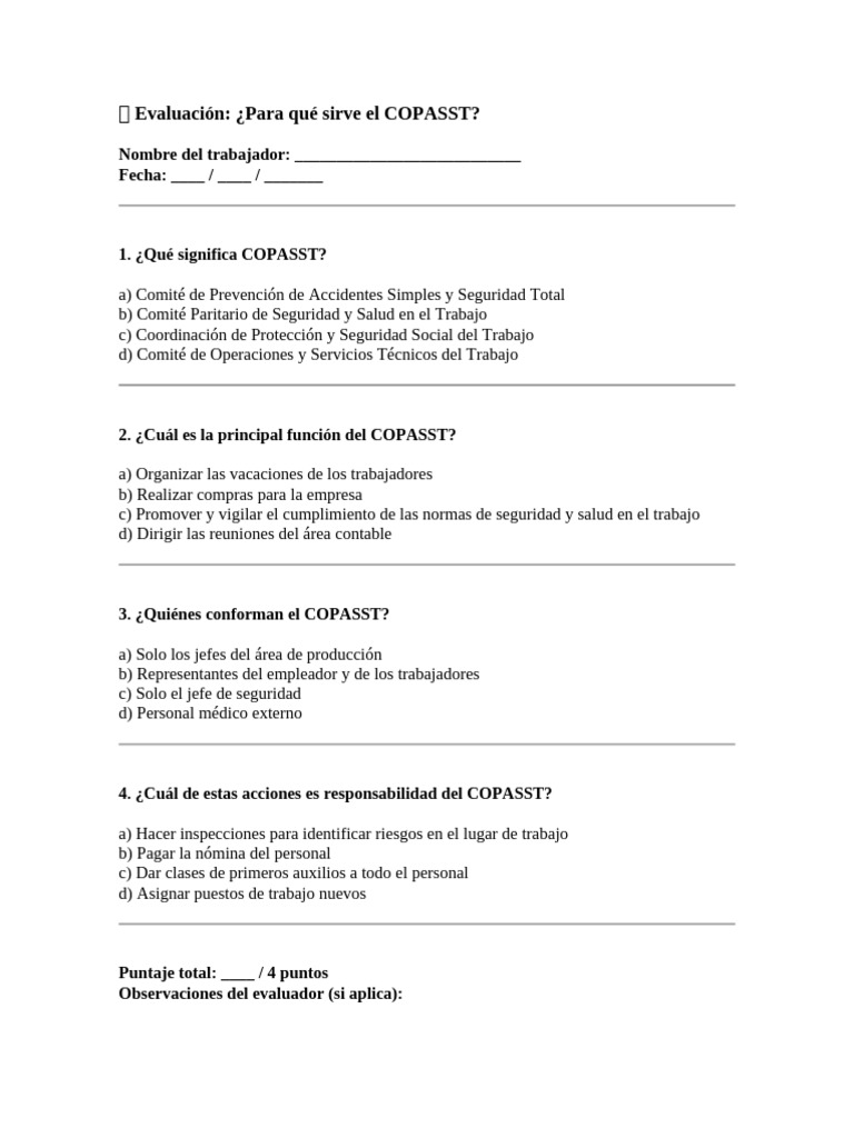 ? Evaluación COPASST | PDF