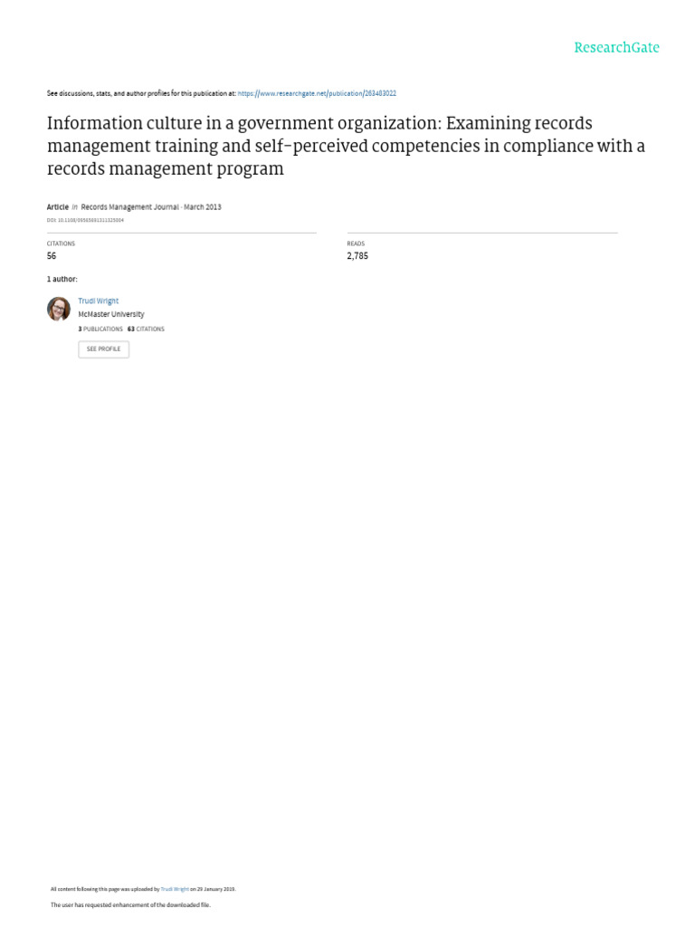 Information Culture in a Government Organization | PDF | Organizational ...
