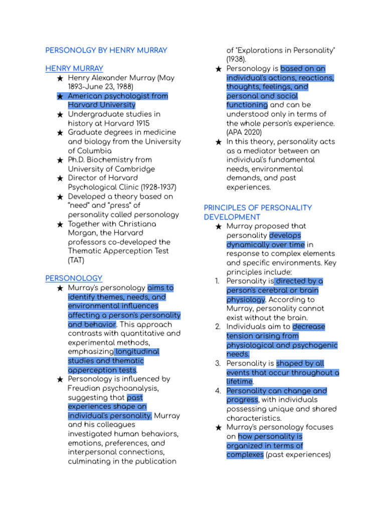 Theories of Personality | PDF | Personality Psychology | Psychological ...
