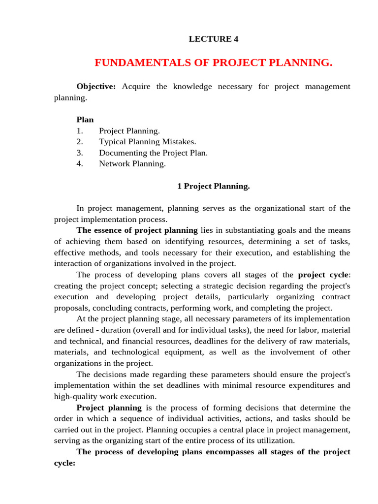 Topic 4 - FUNDAMENTALS OF PROJECT PLANNING | PDF | Project Management | Goal