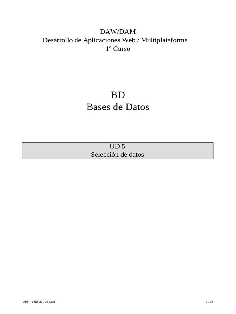 UD5 Selección de Datos | PDF | SQL | Bases de datos