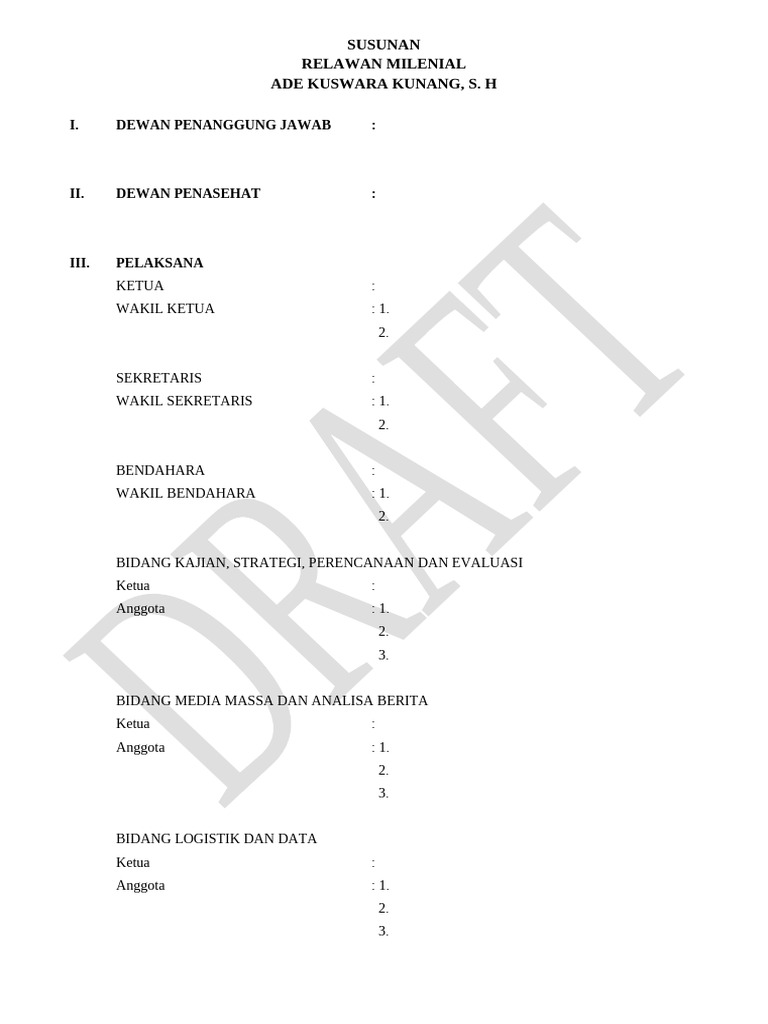 Susunan Relawan Milenial | PDF