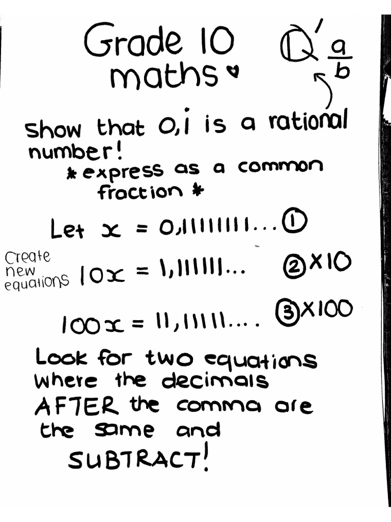 Writing Recurring Decimal As Common Fraction Detailed Example | PDF