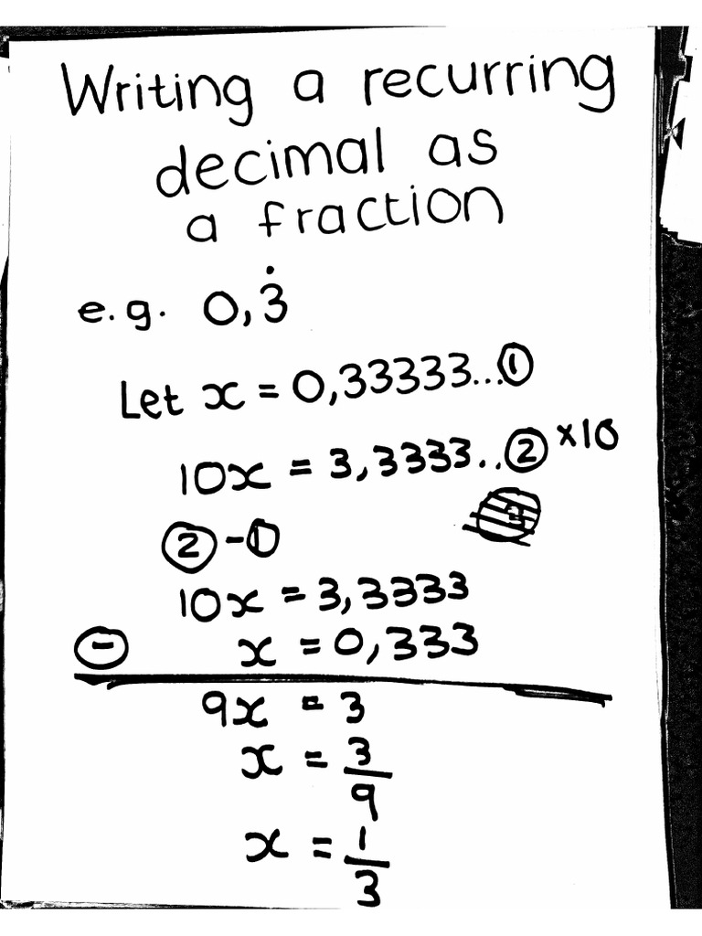 Writing Recurring Decimals As Fractions Examples | PDF