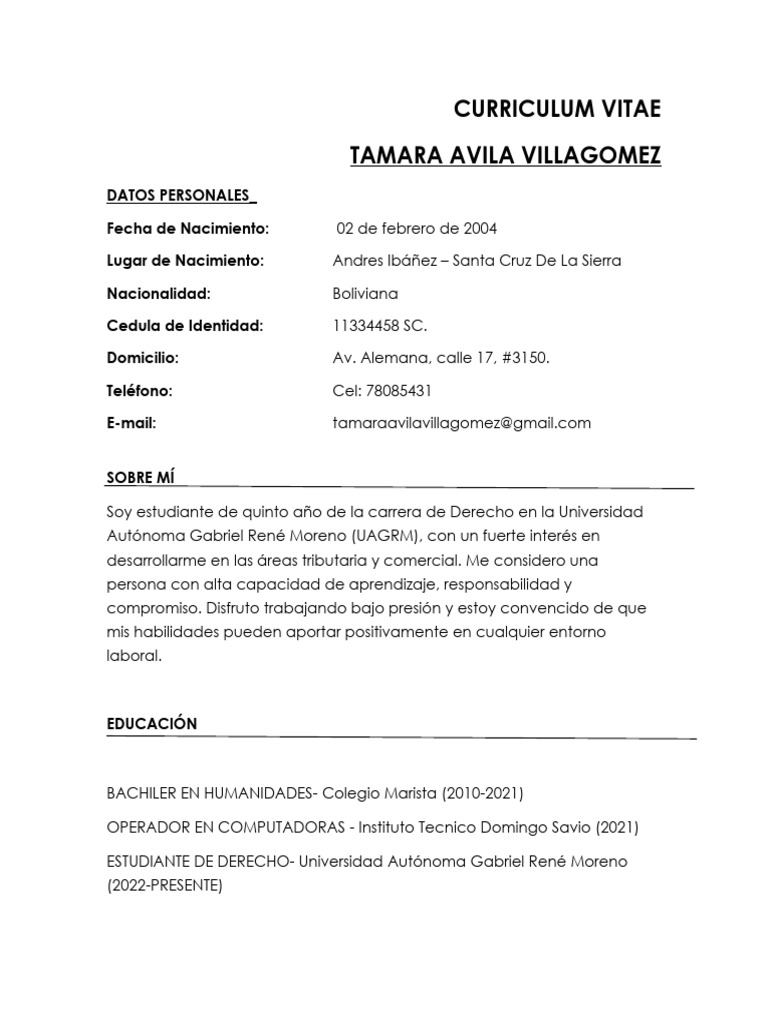 Tamara Avila - CV | PDF