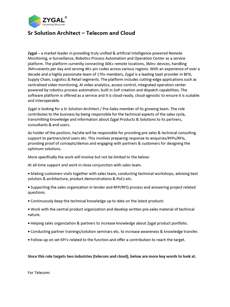 Solution Architect - Telecom Cloud | PDF | Cloud Computing | Artificial ...