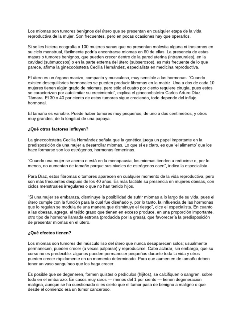 Los Miomas Son Tumoresr | PDF | El embarazo | La salud de la mujer