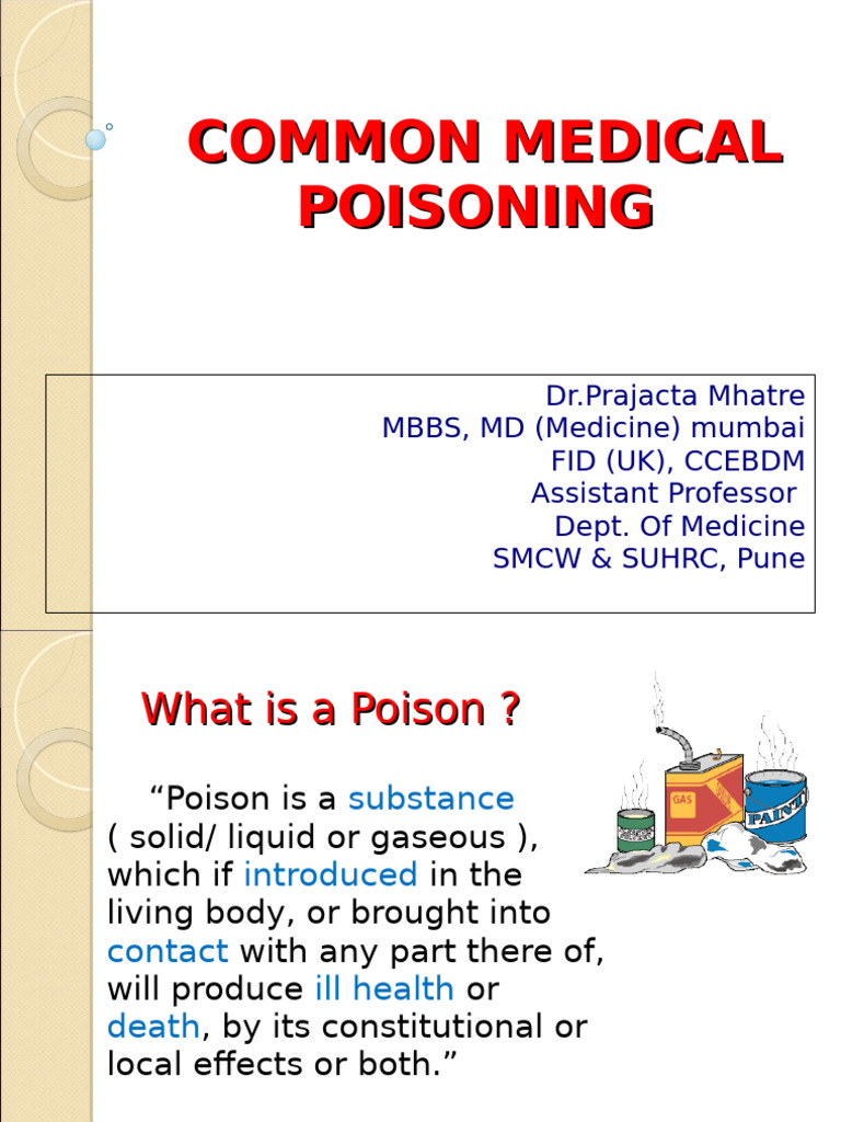Common Medical Poisonong | PDF | Poison | Vomiting