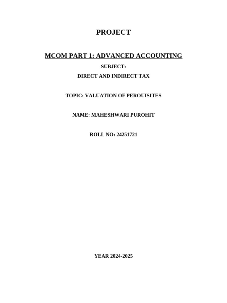 Project: Mcom Part 1: Advanced Accounting | PDF
