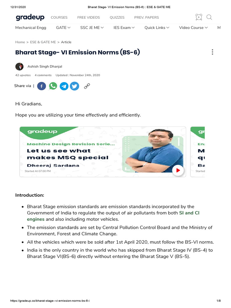 Understanding BS-6 Emission Norms in India | PDF | Exhaust Gas | Diesel ...