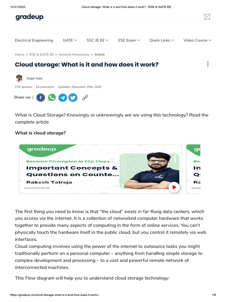 Cloud Storage - What Is It and How Does It Work - ESE & GATE EE | PDF ...