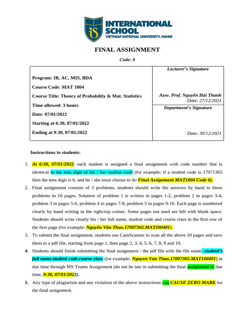 Final Assignment MAT1004 Code 0 1 | PDF | Estimator | Statistical Analysis