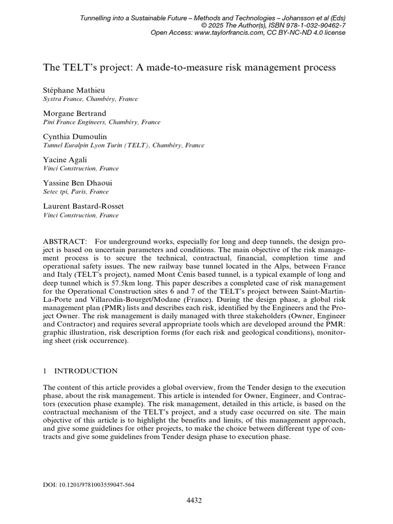 The TELT's Project - A Made-To-measure Risk Management Process - 25!05 ...
