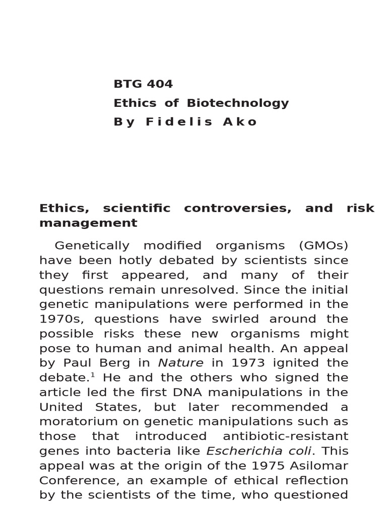 Biotech Ethics by Fidelis | PDF | Genetically Modified Organism | Herbicide