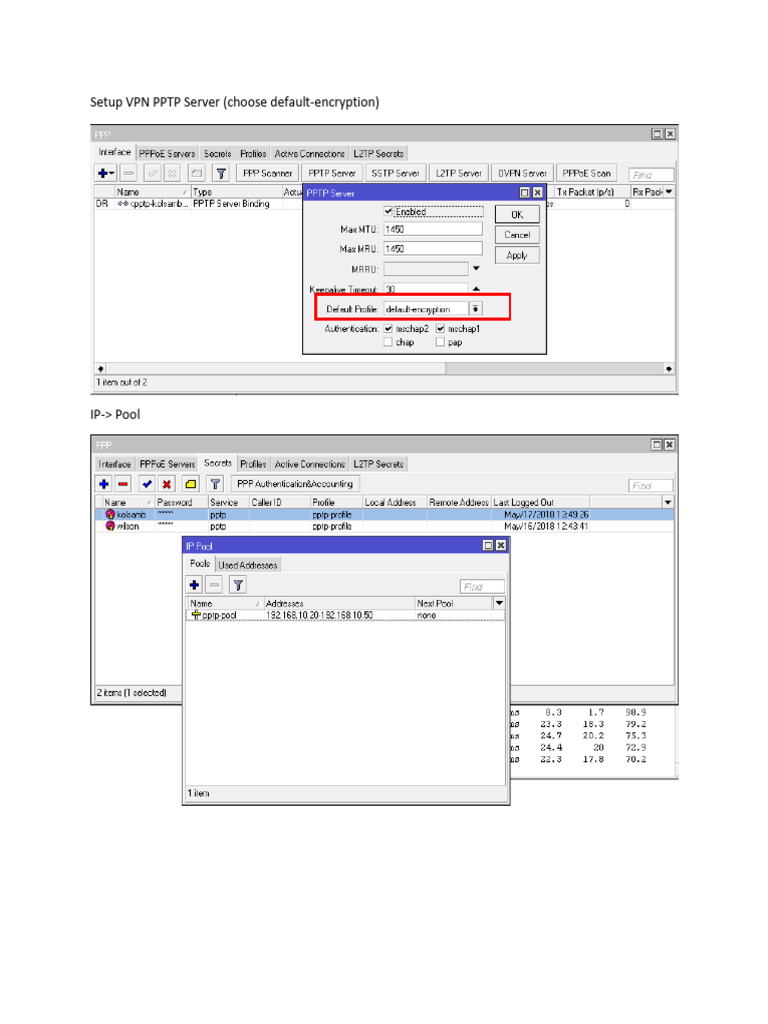 Setup VPN PPTP Server | PDF