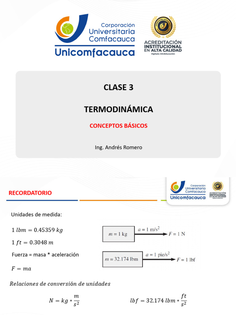 CLASE 3 TERMODINÁMICA Conceptos Básicos | PDF | Masa | Termodinámica