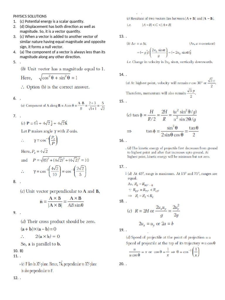 Rapicon J-2 Physics Solutions | PDF