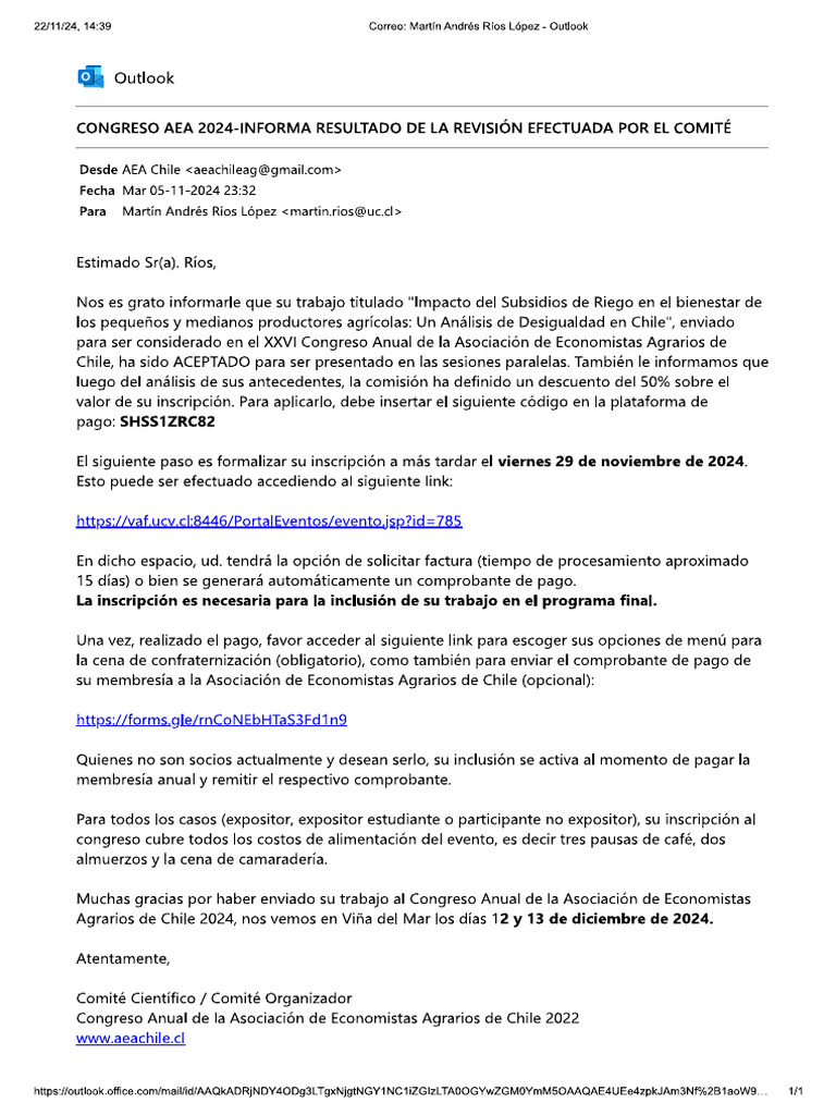 Respaldo de Aceptación Al Congreso - MRL | PDF