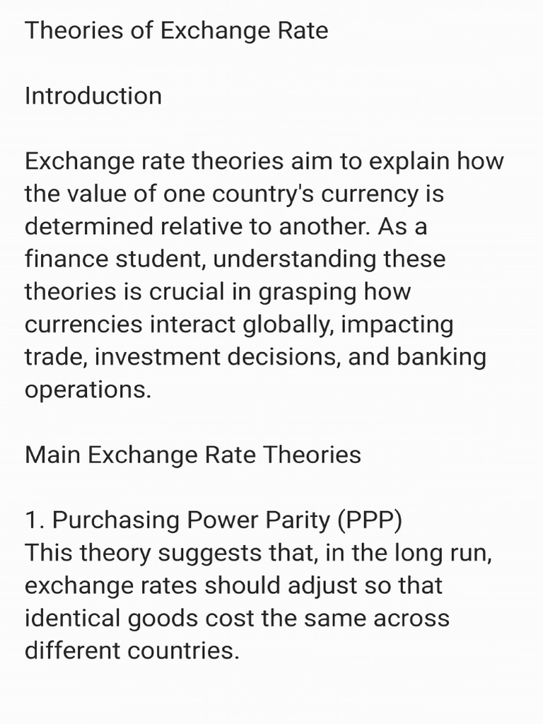 Theories Exchange Rate | PDF