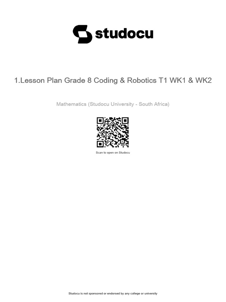 1lesson Plan Grade 8 Coding Robotics t1 Wk1 Wk2 | PDF | Toothbrush | Computer Programming