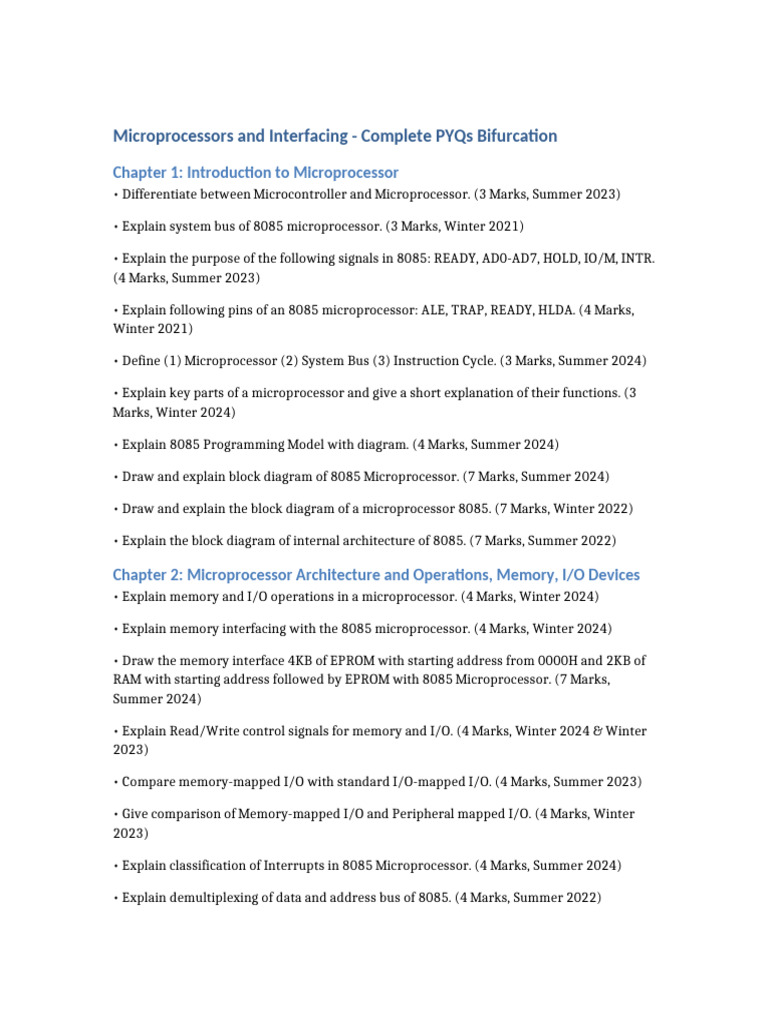 Microprocessors PYQs COMPLETE | PDF | Input/Output | Assembly Language
