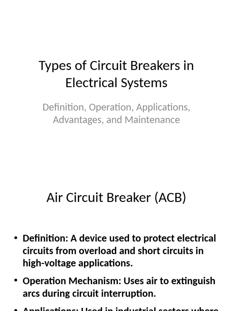 Types of Circuit Breakers Explained | PDF | Electric Arc | Power ...