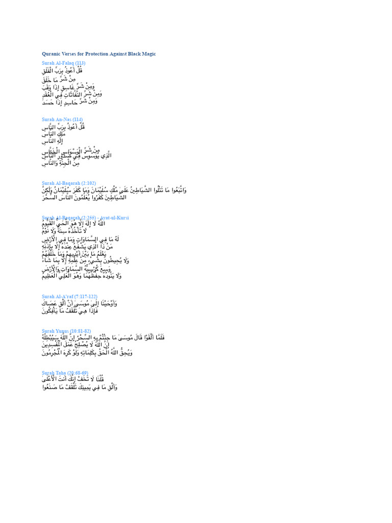 Quranic Protection Against Black Magic | PDF
