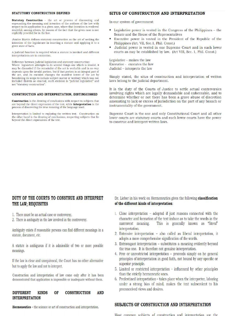 Statutory Construction Notes | PDF