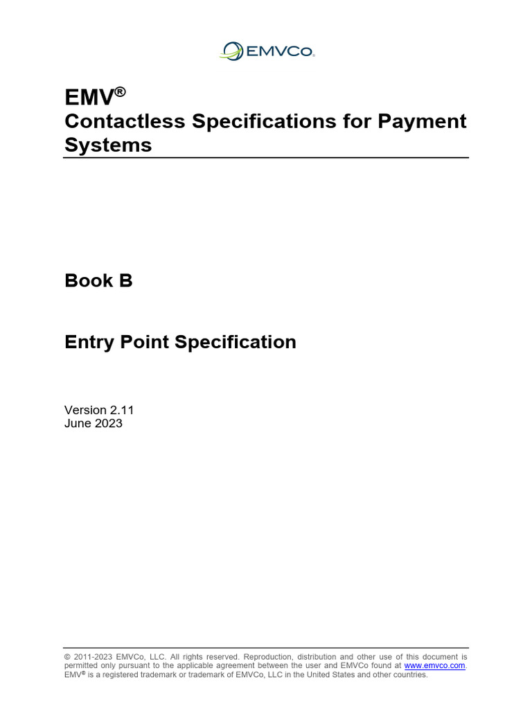 EMV Contactless Book B Entry Point Specification v2.11 | PDF | Emv | Computing