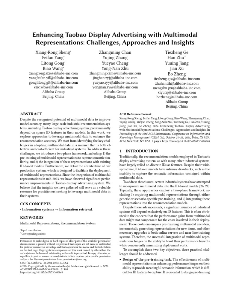 Enhancing Taobao Display Advertising With Multimodal Representations - Challenges, Approaches ...