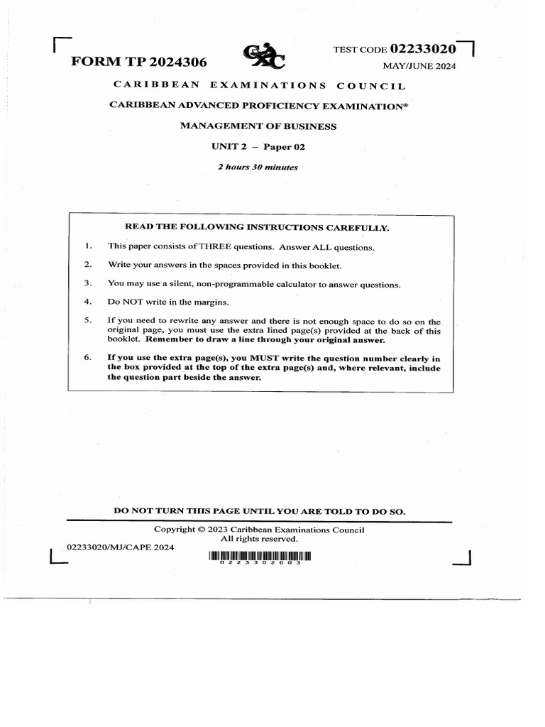 Mob 2024 Unit 2 Paper 2 | PDF