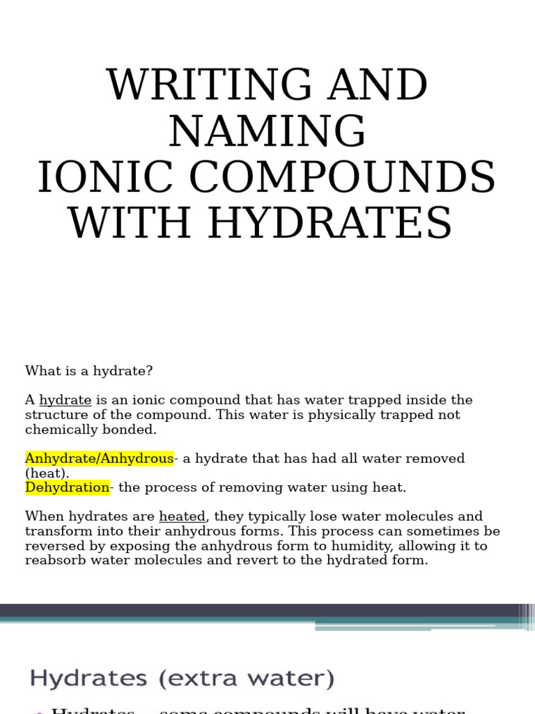 Ionic With Hydrates | PDF