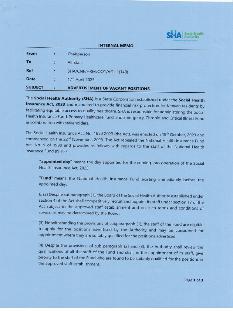 Advertisement of Vacant Positions | PDF