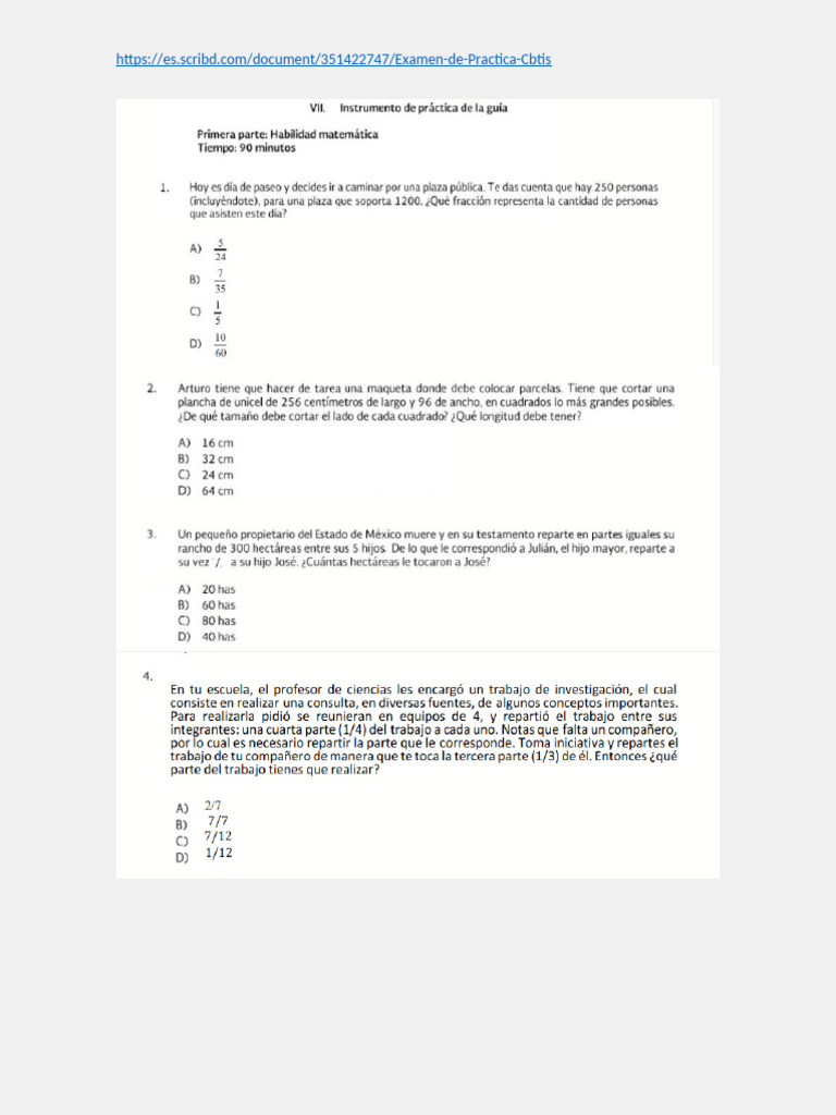 Examen Cbtis 24 | PDF