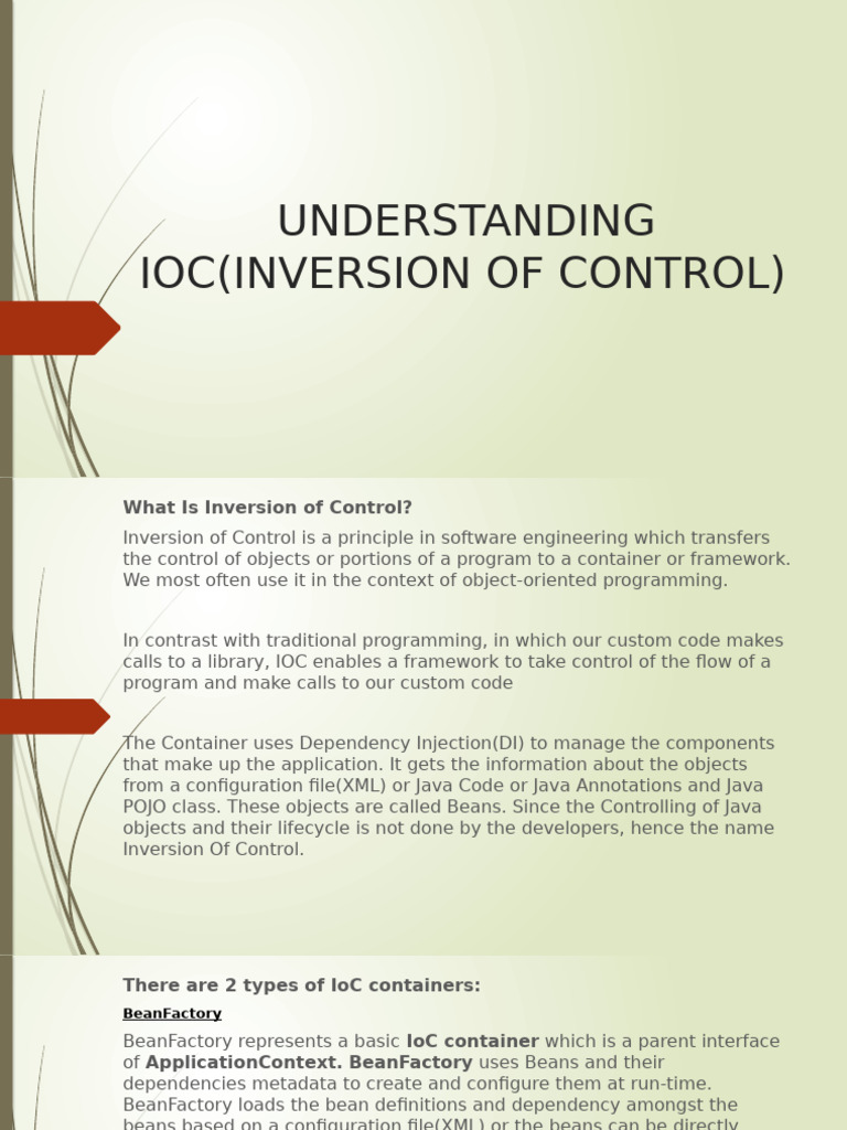 Spring IoC and Dependency Injection Explained | PDF | Spring Framework ...