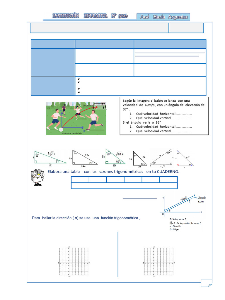 N°7 Ficha Explicamos Las Operaciones Con Vectores | PDF | Vector Euclidiano | Sistema de ...
