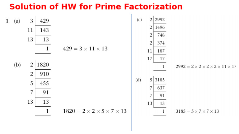 Solution For HW (Prime Factorization) | PDF