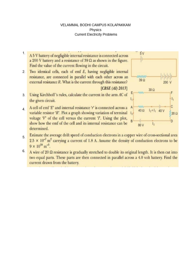 Day 15 Current Electricity Problems | PDF