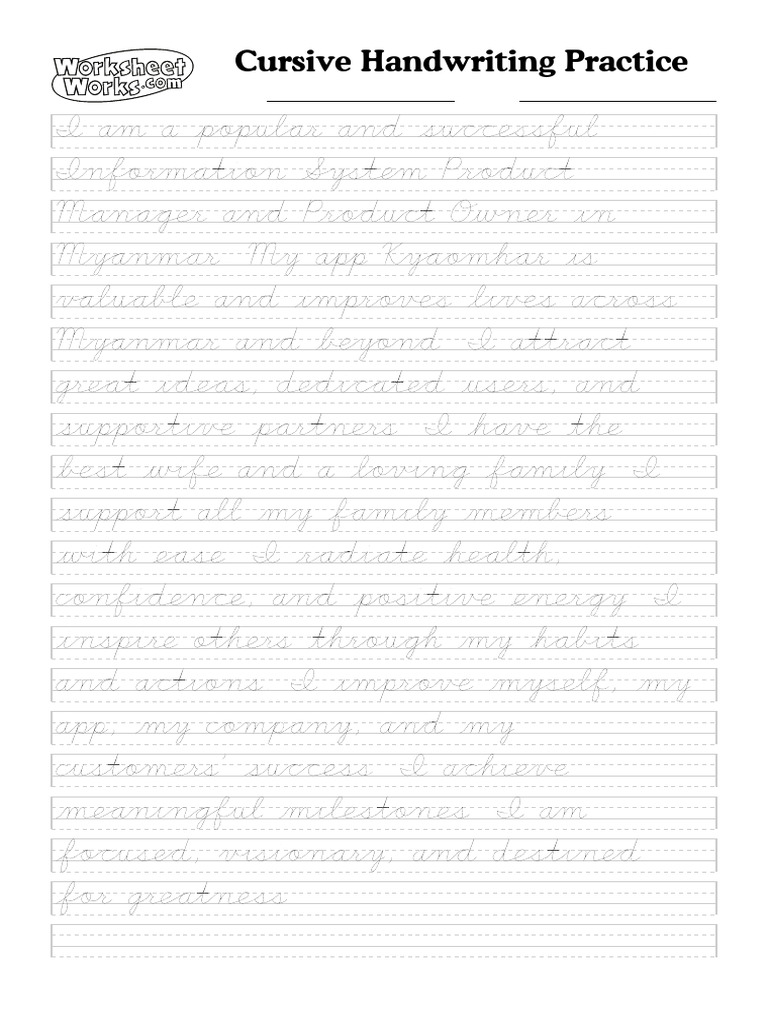 WorksheetWorks Cursive Handwriting Practice 9 | PDF
