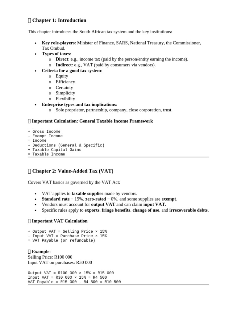 Summary with revision sheet | PDF | Taxes | Tax Refund