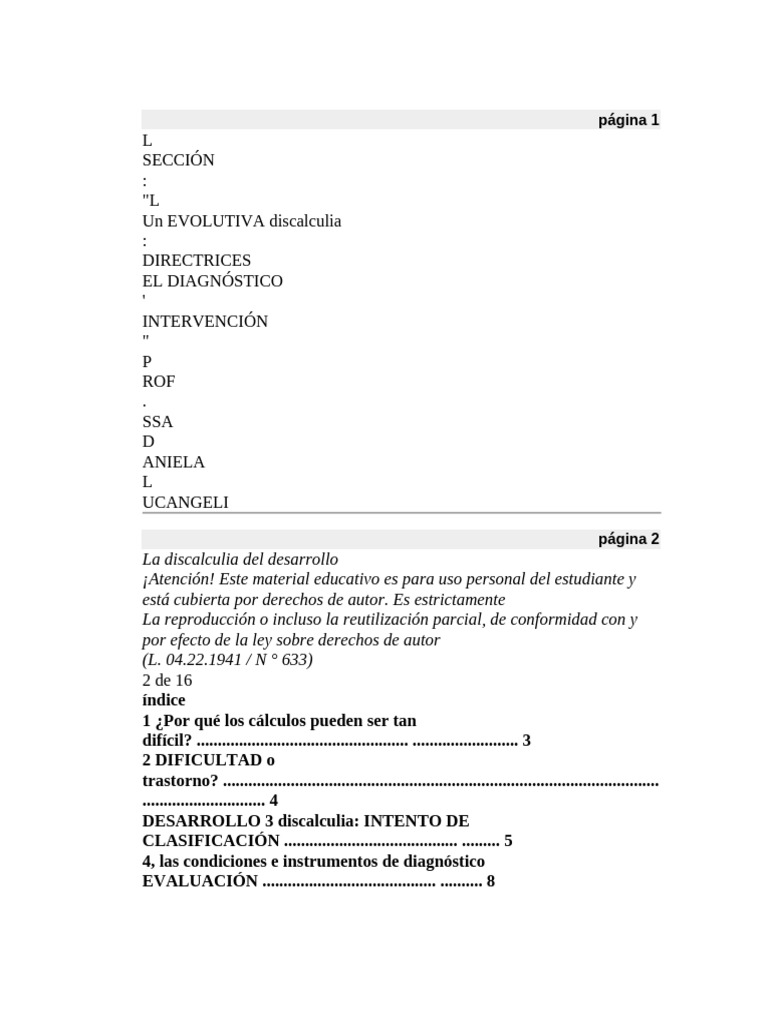 Guía sobre Discalculia del Desarrollo | PDF | Aprendizaje | Evaluación